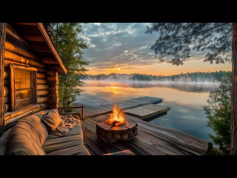 Relaxing fire at sunrise with nature sounds and peaceful vibes so you ...
