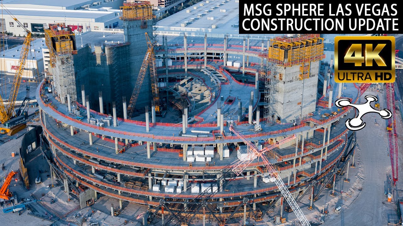 MSG Sphere Las Vegas Drone Construction Update | Las Vegas Part 107 ...