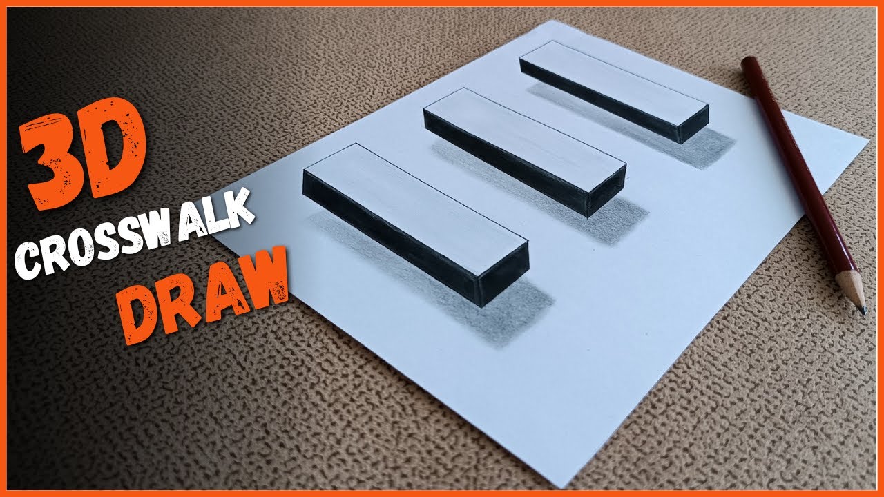 3d crosswalk: how to draw 3d crosswalk drawing on paper - YouTube