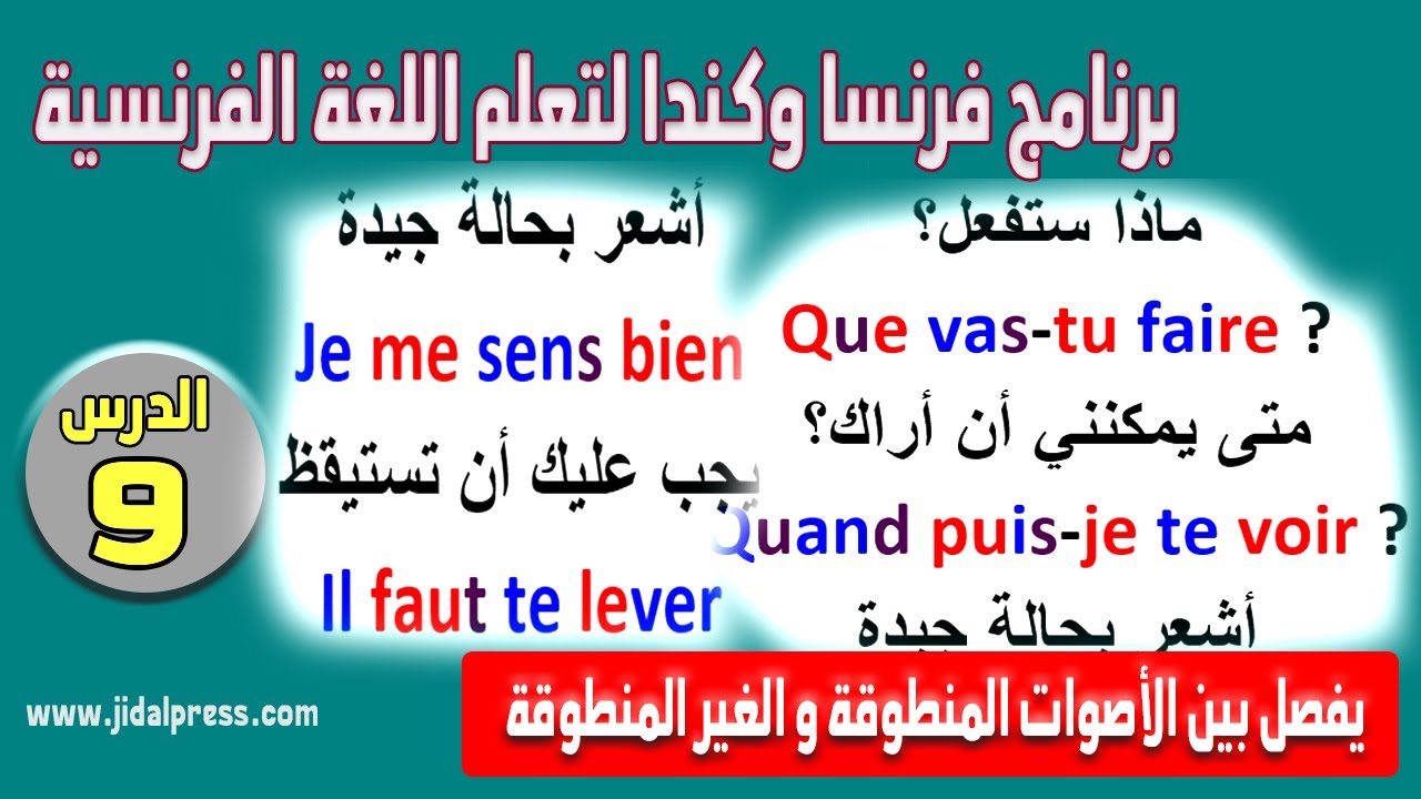 تعلم اللغة الفرنسية بسهولة وبسرعة الدرس 9 تطبيق اللغة الفرنسية للتكلم