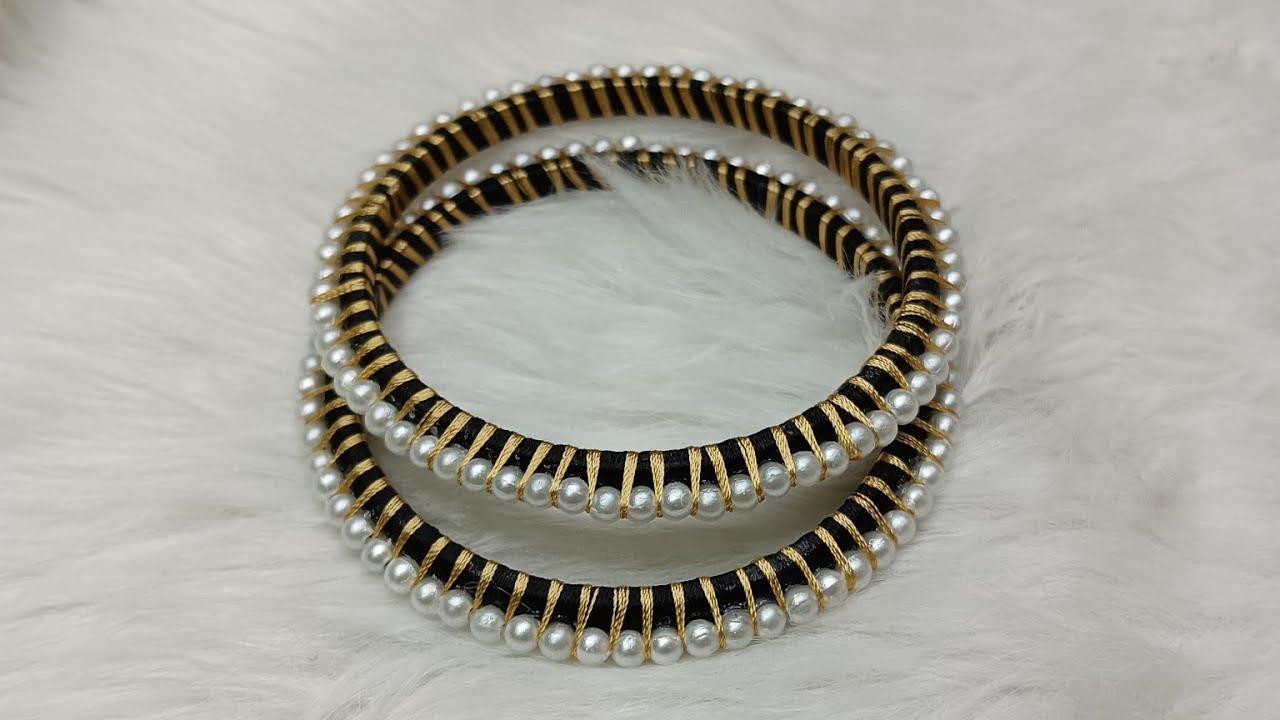 Unique silk thread bangle making | Pearl silk thread bangle | # ...