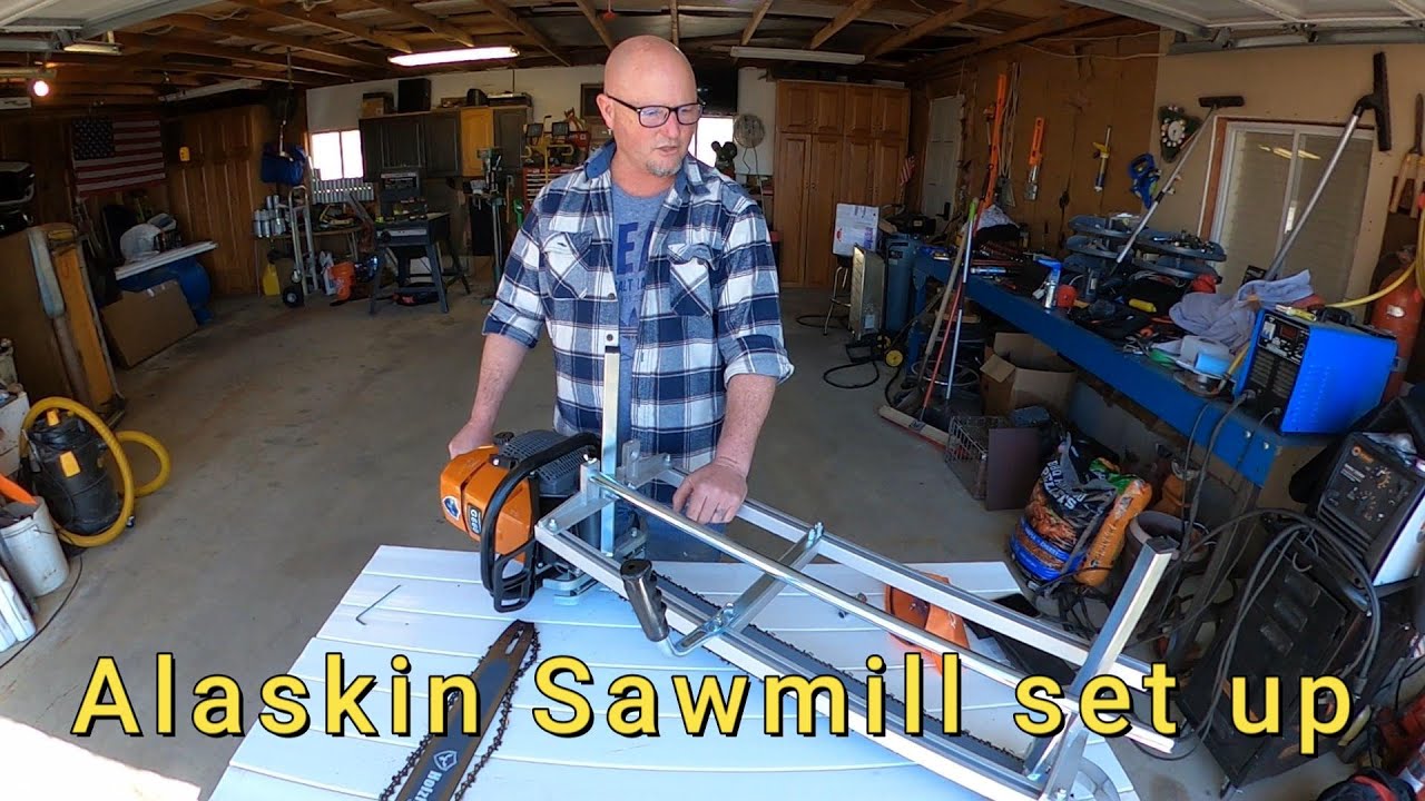 Alaskin Sawmill setup - YouTube
