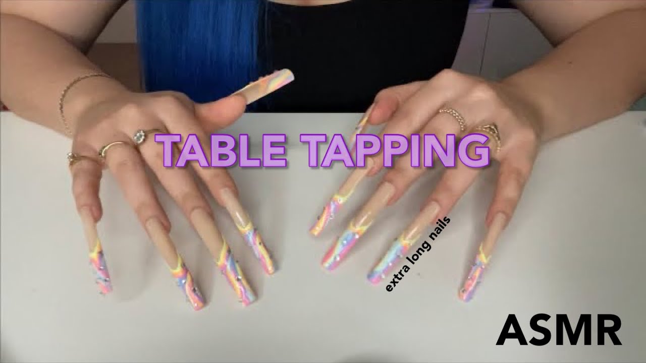 ASMR table tapping with long nails 💚 ~looped twice~ | No Talking - YouTube