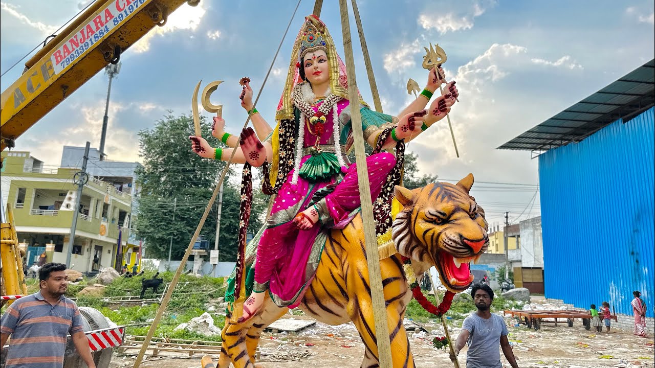 Durga Devi aagman 2023 Hyderabad | Durga mata idol transporting for ...