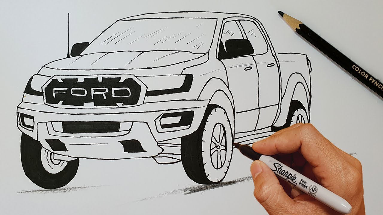 How To Draw A Ford Pickup Truck Step By Step | Ford F-150 Raptor - YouTube