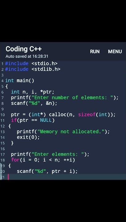 Dynamic memory allocation in c using calloc. #c #programming #shorts #coding - YouTube