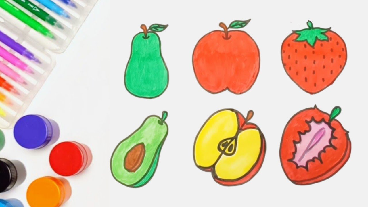 Drawing and Coloring Fruits and Its Insides - YouTube