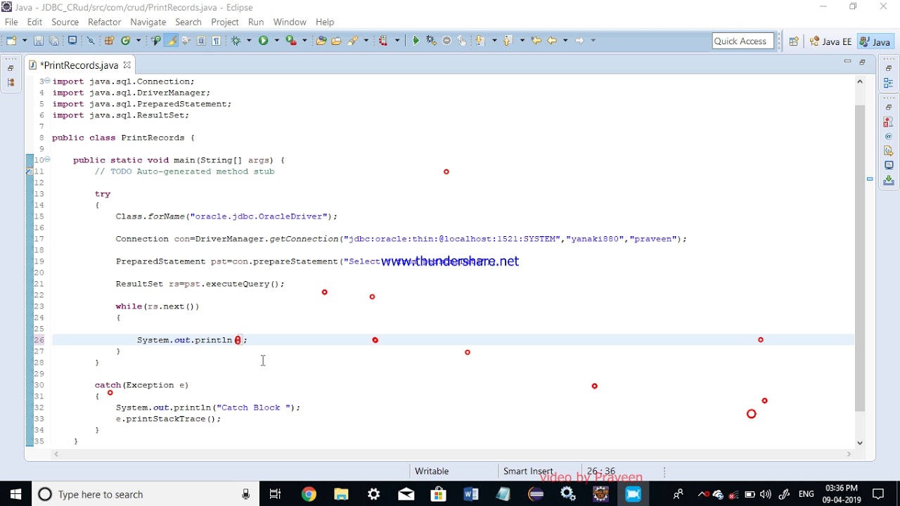 Print table Records with jdbc using eclipse ide - YouTube