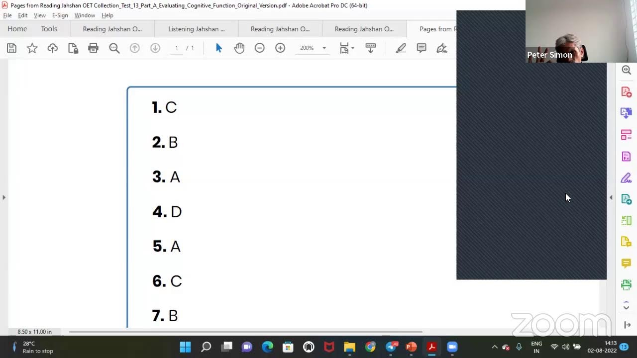 Evaluating Cognitive Function - Reading - Common - OET - YouTube
