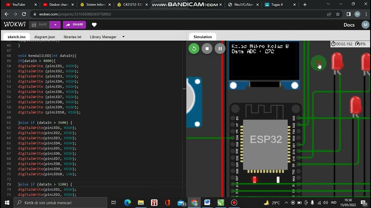 Video Tugas 4 Sistem Mikroprosesor & Mikrokontroller Simulasi ESP32 ...