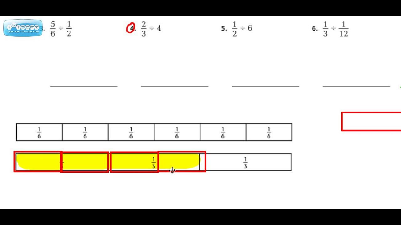 Model Fraction Division 2 5 4 Go Math Grade 6 YouTube