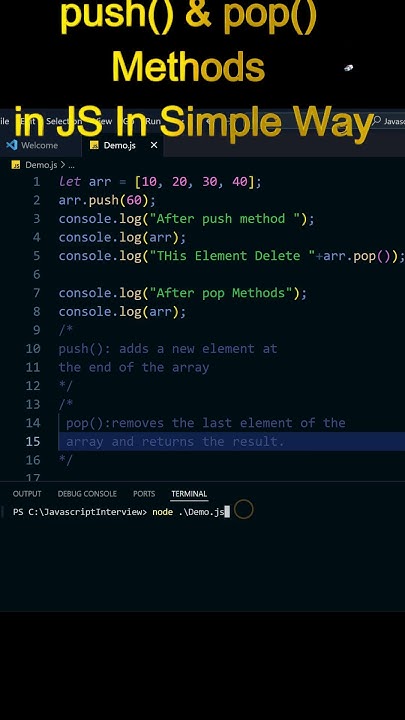 JavaScript Push and Pop Methods Explained with Examples | JavaScript Array Methods | हिंदी - YouTube