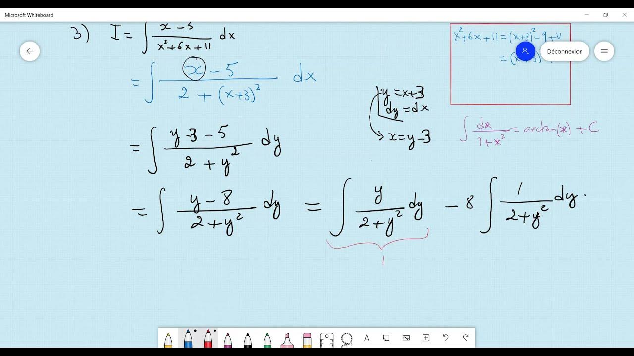 Exemples de calcul d'intégrale : complétion de carré. - YouTube