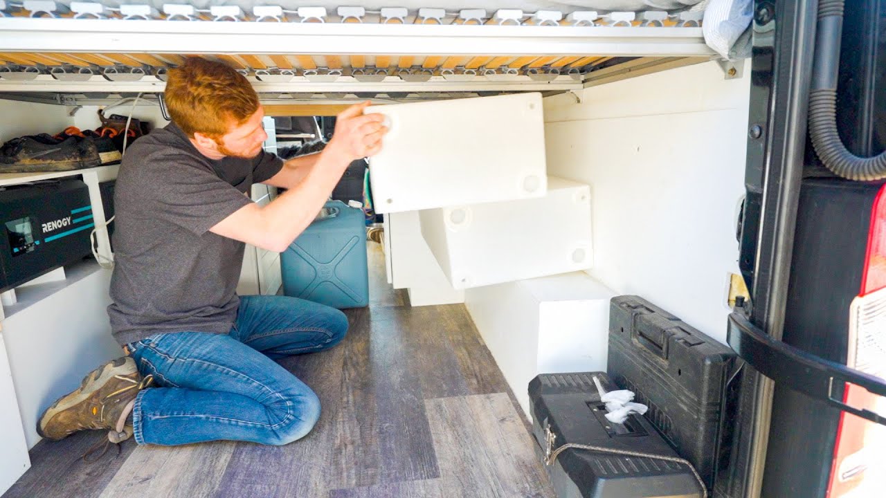 Sprinter Van Build with Water Heater, Filter, 25 Gallon Tanks, and ...
