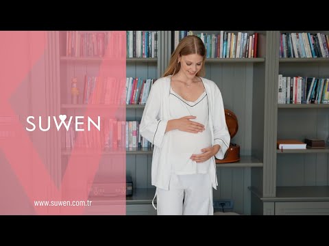 Pearl Üç Parçalı Pijama Takımı - Hamile Lohusa Ev Giyim I Suwen
