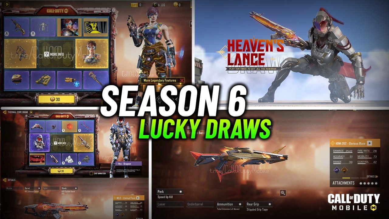 Season 6 All Lucky Draws CODM | Legendary Guns & Characters Cod Mobile ...