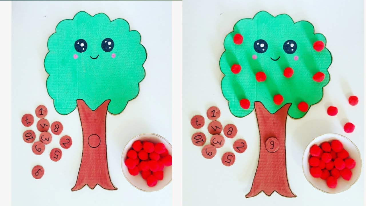 DIY Math Games || Apple Tree Counting Activity || Cardboard Crafts ...