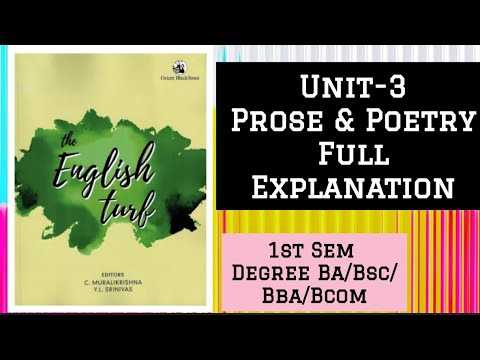 English Unit 3 Prose & Poetry Easy Explanation| Degree 1st Sem BA/BSC ...