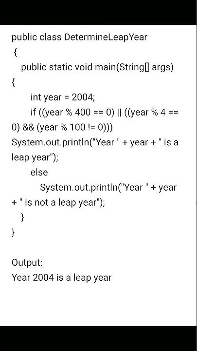 Java Program To Determine Leap Year Shortsjavaprogramming Youtube