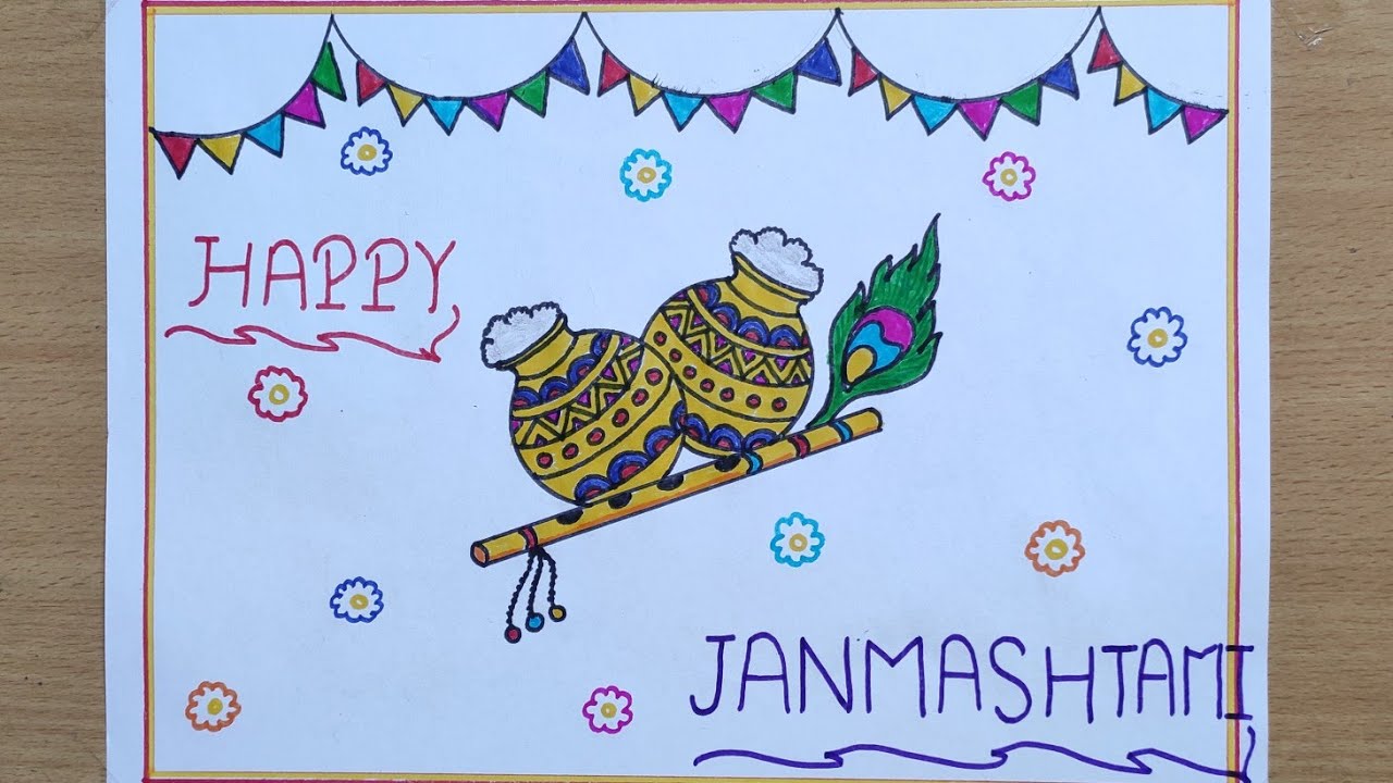Krishna janmashtami drawing| How to draw janmashtami| #janmashtami # ...