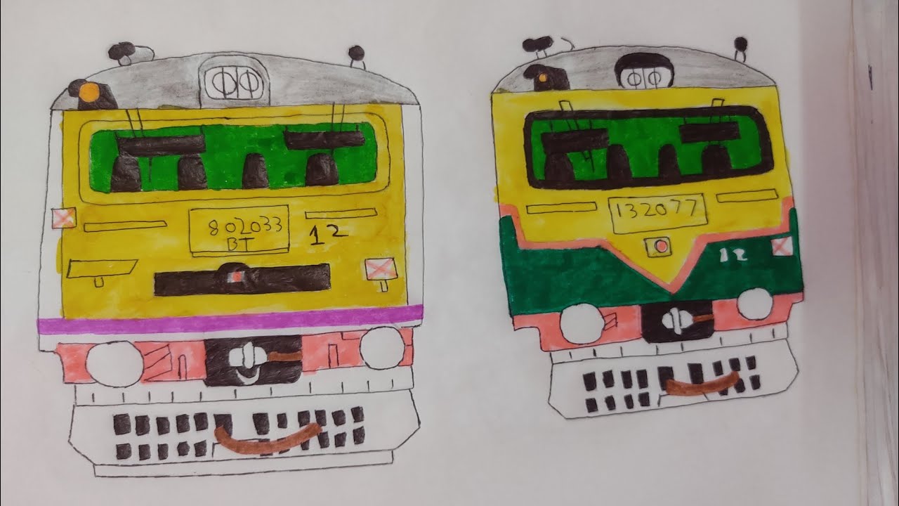 INDIAN TRAIN DRAWING|| EMU LOCAL TRAINS DRAWING|| - YouTube