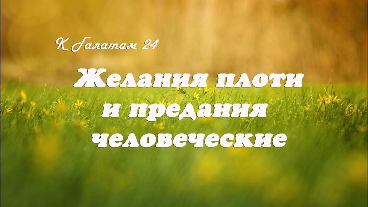 24. ЖЕЛАНИЯ ПЛОТИ И ПРЕДАНИЯ ЧЕЛОВЕЧЕСКИЕ_к Галатам пастор Ли Ги Тэк ...