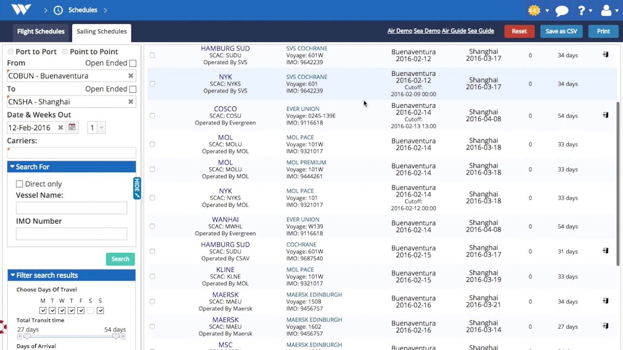 WIN Sailing Schedules Demonstration - YouTube