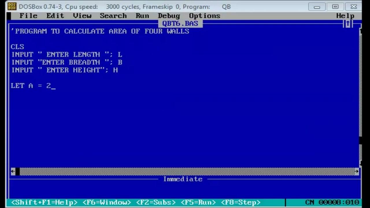Program to calculate area of 4 walls || QBT-6 - YouTube