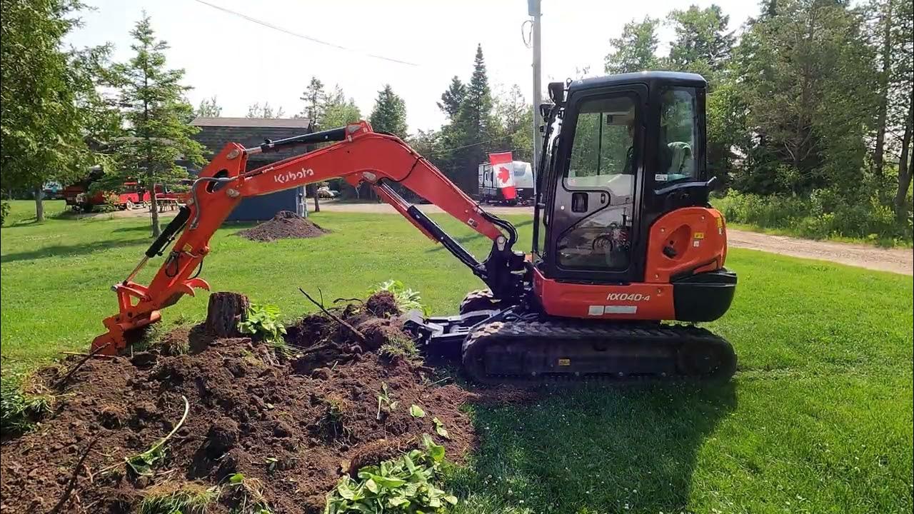Pulling a Tree Stump With My Kubota KX-040 - No.139 - YouTube