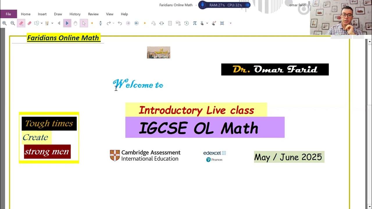 IGCSE Math (OL Cambridge & Edexcel) June 2025 Orientation Class + Explaining (Complete Square ...