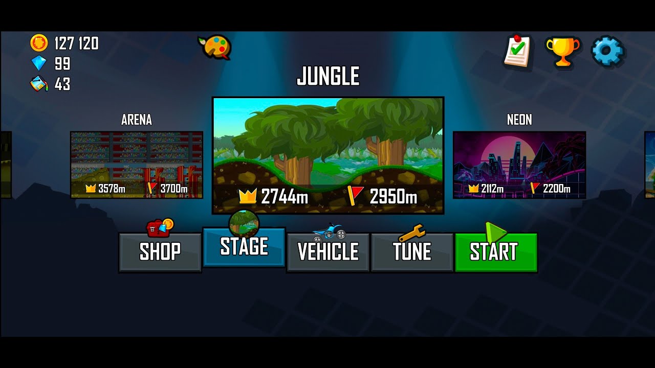 Hill Climb Racing (2012) - Jungle - All Vehicles and All Records - YouTube