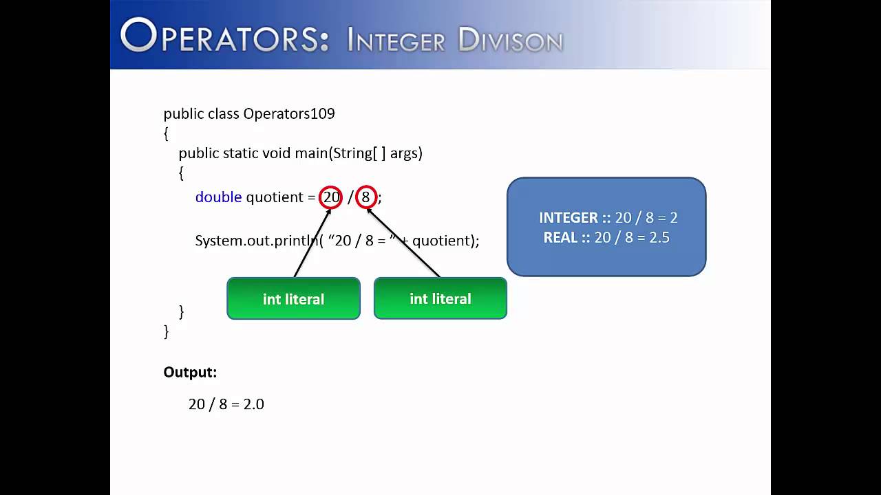 Operators Part 9 Integer Division Java YouTube