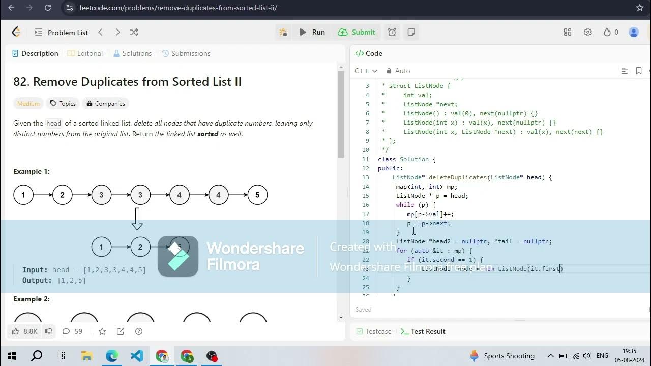 Leetcode 82 Remove Duplicates From Sorted List Ii Problem For Interview Whitecoding Leetcode82