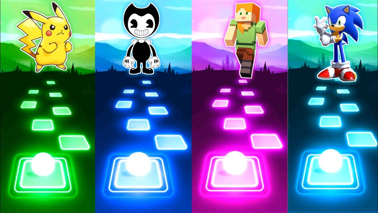 Pikachu vs Bendy vs Minecraft vs Sonic - Tiles Hop EDM Rush - YouTube