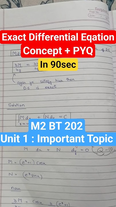 M2 | Exact Diff Eq in 90sec| RGPV BT202 #m2 #rgpv#exam #maths #pass#pyq#bt202#2025 - YouTube