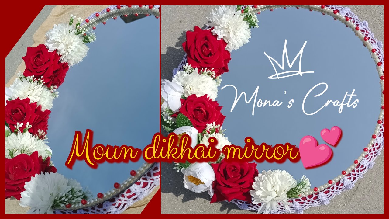 How to make Nikkah Mirror in home || Mirror crafts || Moun dikhai ...
