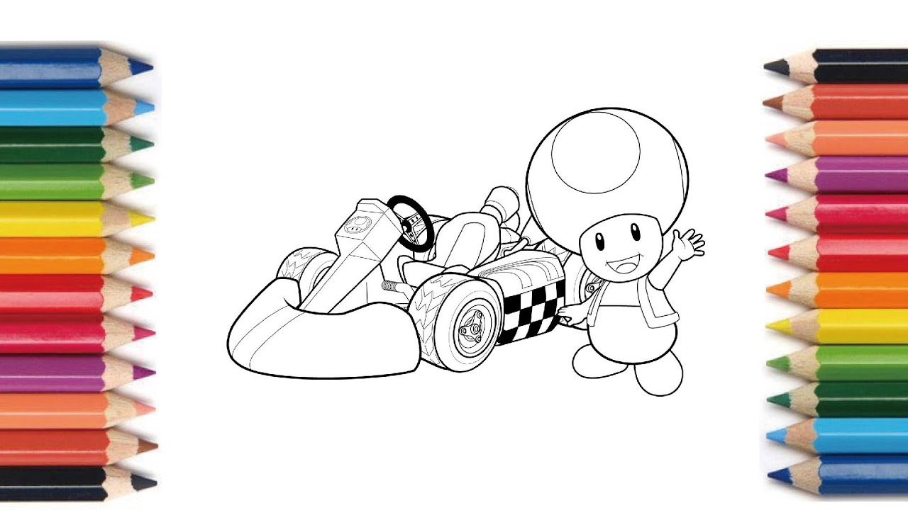 【Coloring】Mario Kart Captain Kinopio 【塗り絵】マリオカート キノピオ 【画画】马里奥赛车 奇诺比奥 ...
