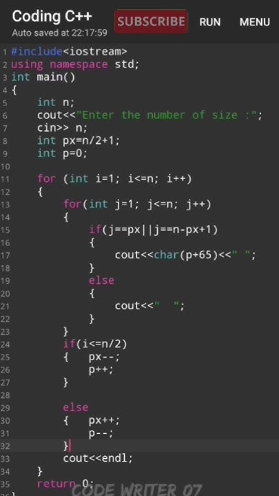 Best C Pattern Program Tutorial Video 💯🧠 Codewriter07 Coding Youtubeshorts Programming