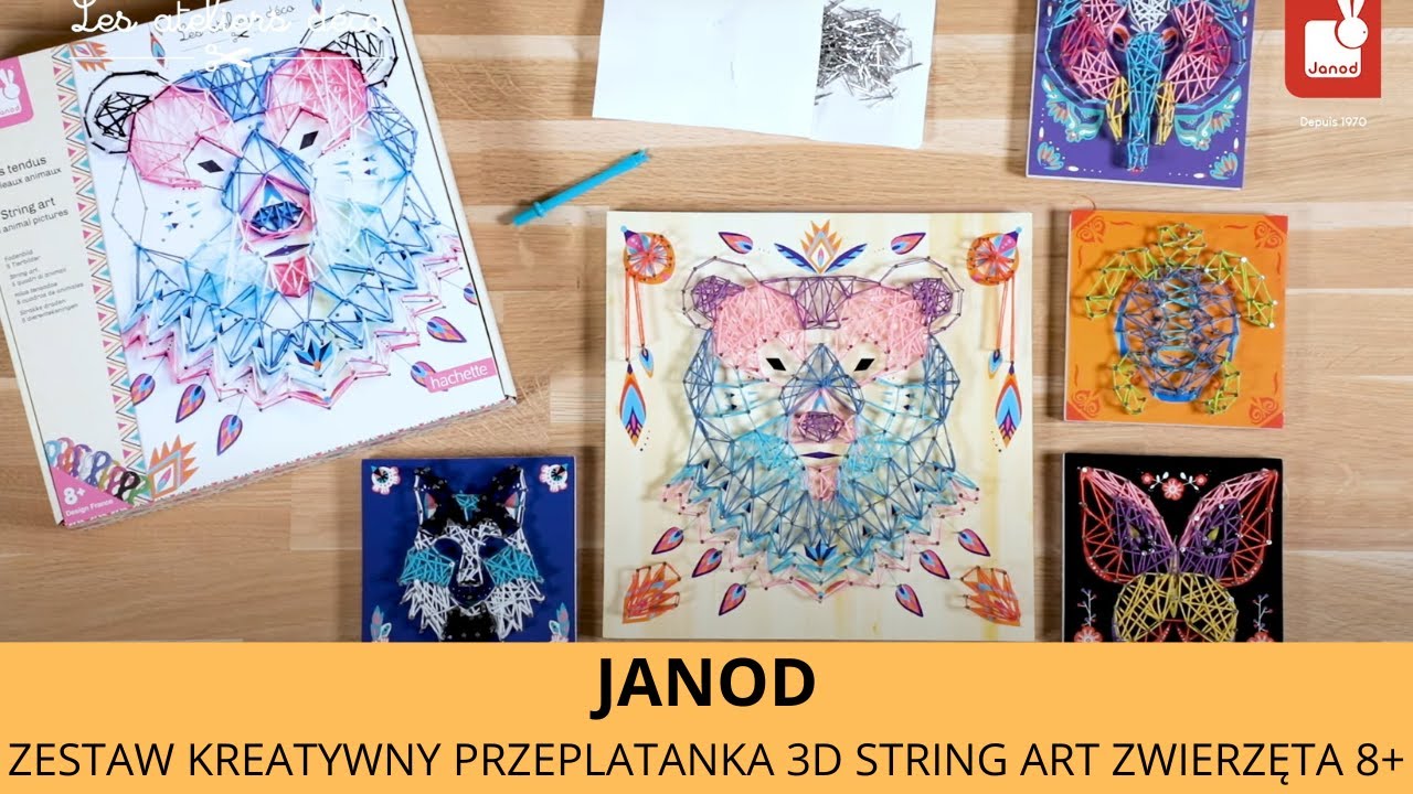 Zestaw kreatywny Przeplatanka 3D String art Zwierzęta 8+ Janod - YouTube