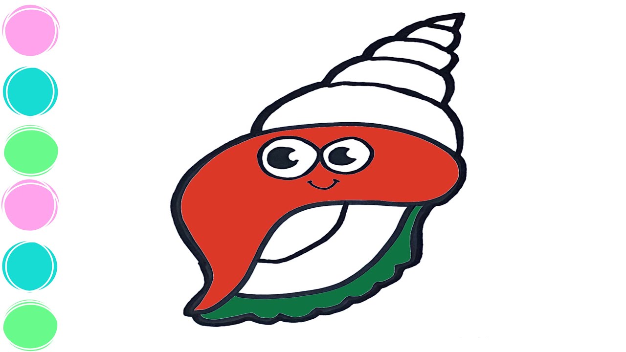 Seashell Drawing,coloring and Painting for Kids,Toddlers|How to draw ...