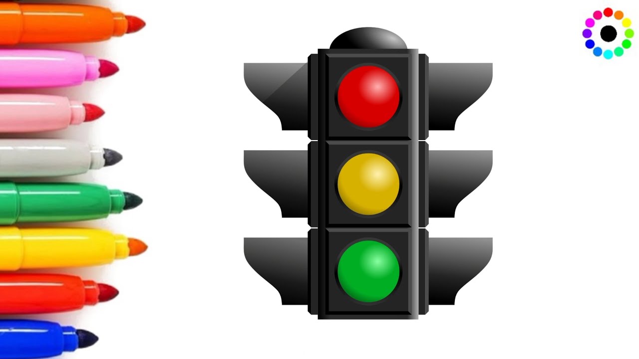 Traffic Light 🚦 Easy Simple Steps for Children Drawing Video with Funny ...