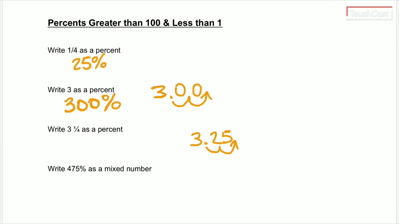 Percents Greater than 100 & Less than 1 - YouTube