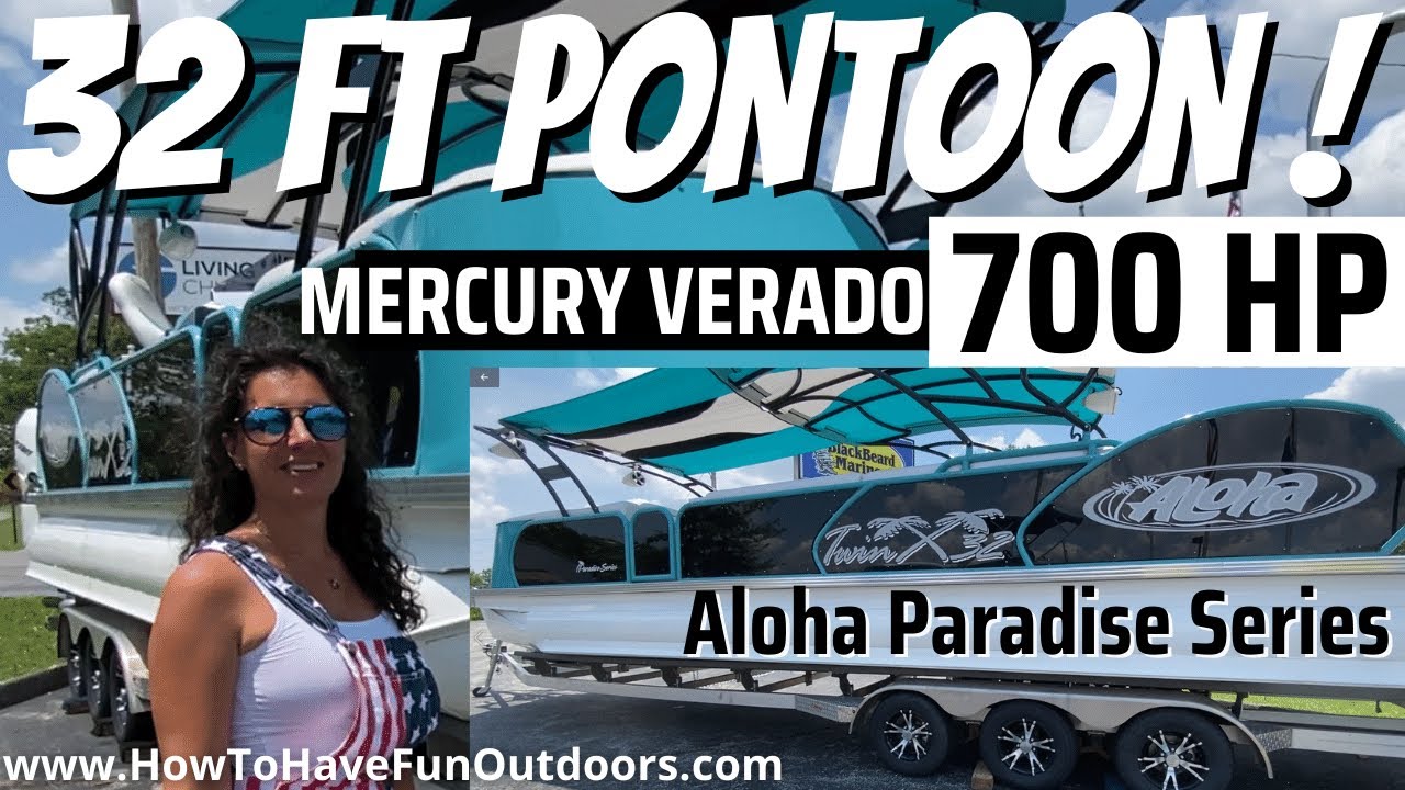700 HP MECURY POWERED 32 FT PONTOON BOAT // 2021 Aloha Paradise Series ...