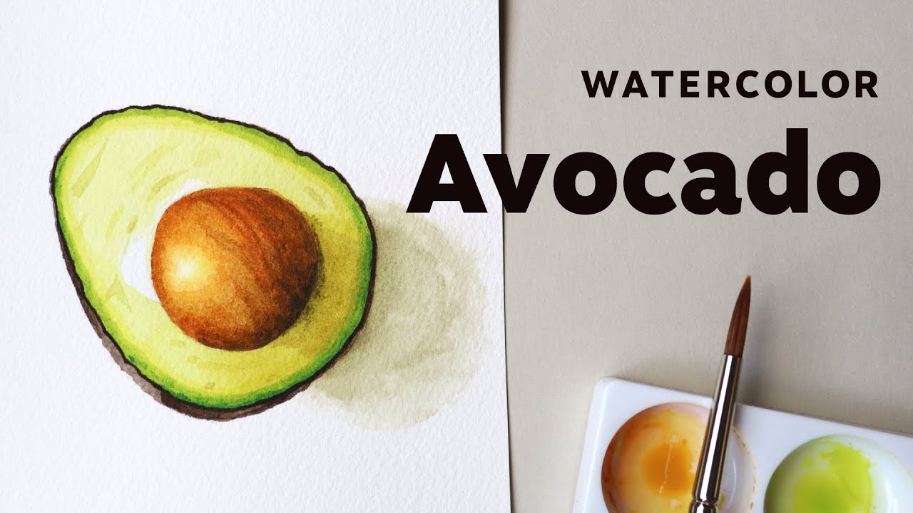 How to paint an avocado in watercolor -Step by step tutorial - YouTube