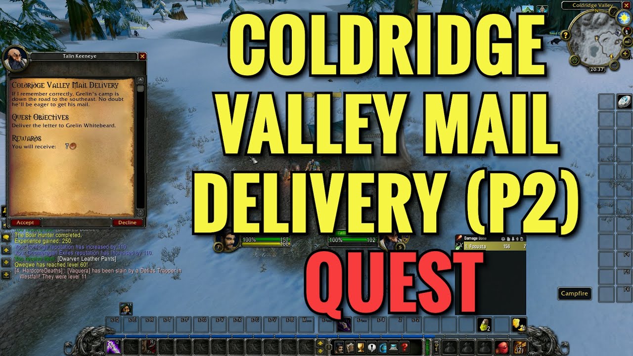 Coldridge Valley Mail Delivery Part 2 Quest (WoW Classic) - YouTube