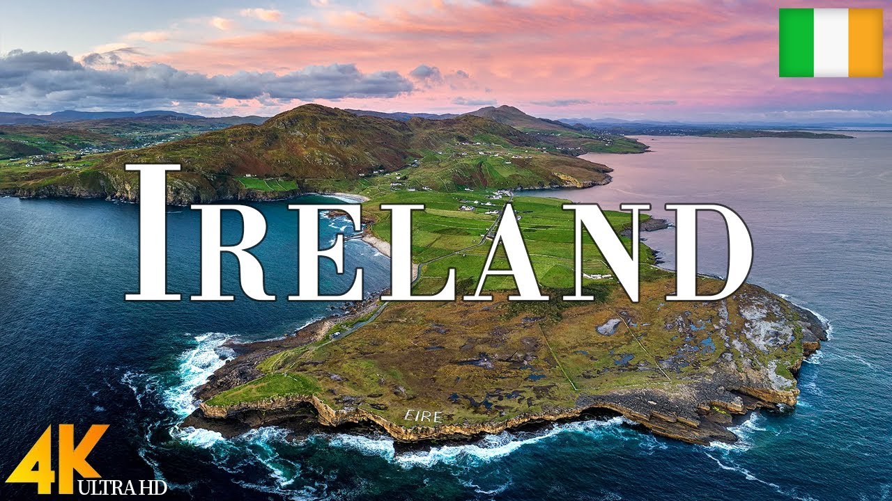 FLYING OVER IRELAND (4K UHD) - Relaxing Music Along With Beautiful ...