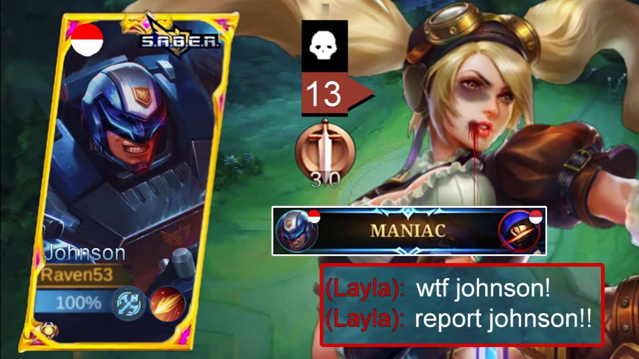 JOHNSON TARGET LOCK LAYLA!! (he reports me) | MLBB - YouTube