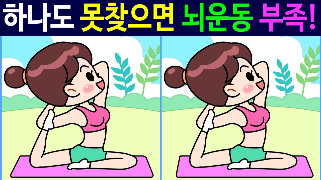 【틀린그림찾기두뇌개발】💚집중력 인지력 훈련즐거운 두뇌훈련 두뇌테스트 60대 기억력 향상 틀린그림 3개 찾기find