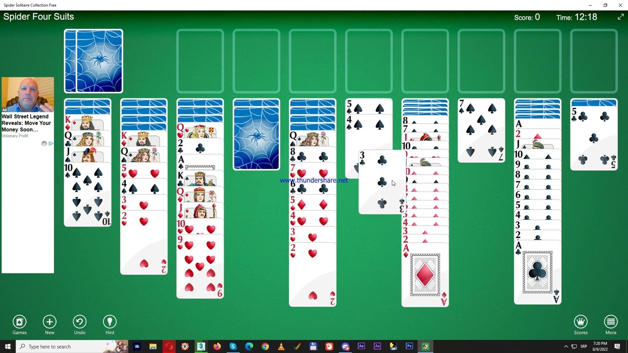 Spider Solitaire 4 suits 407 - YouTube