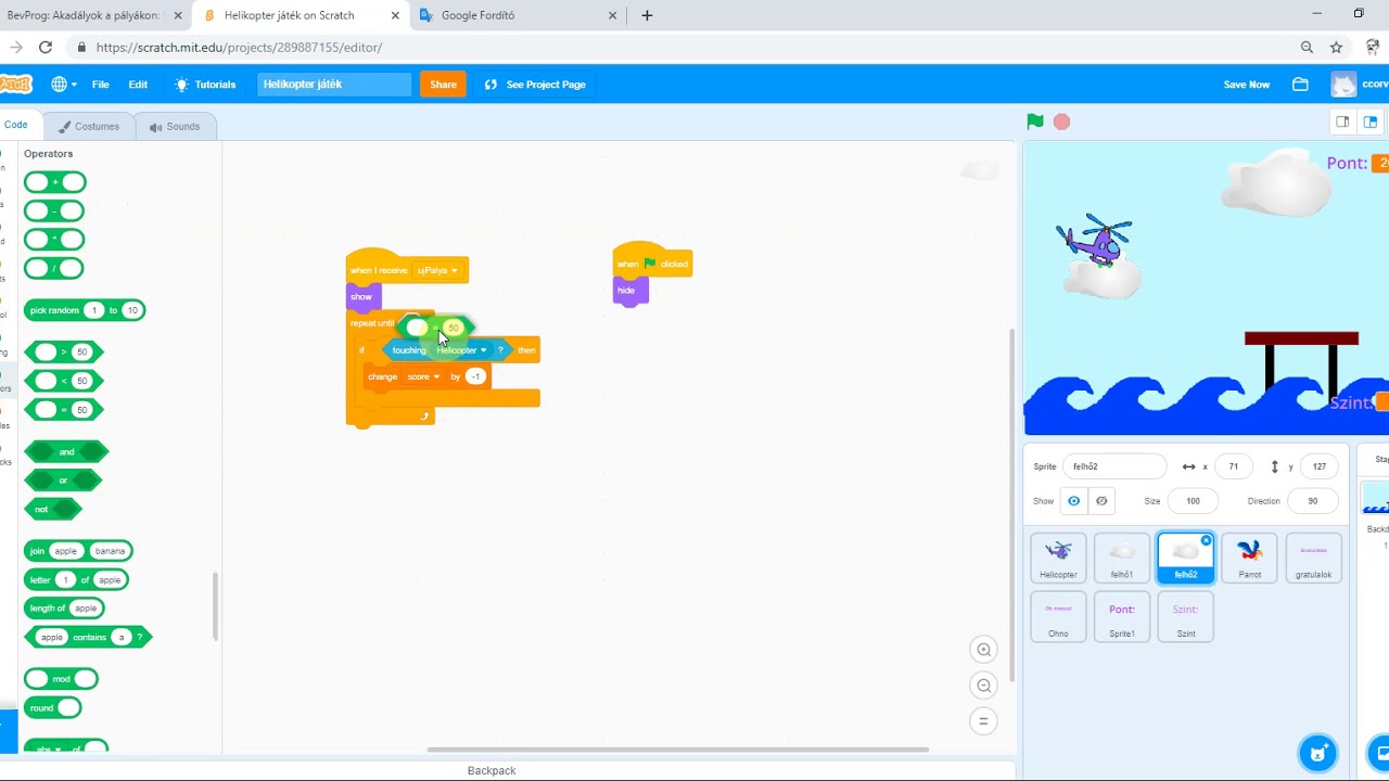 14. Helikopter - A felhő legyen akadály - Scratch - YouTube